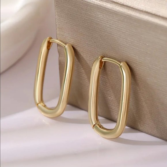 Jewelry | 14k Gold Womens 1 Small Square Hoop Earrings Ladies 14 K Silver Hoops Jewelry | Poshmark